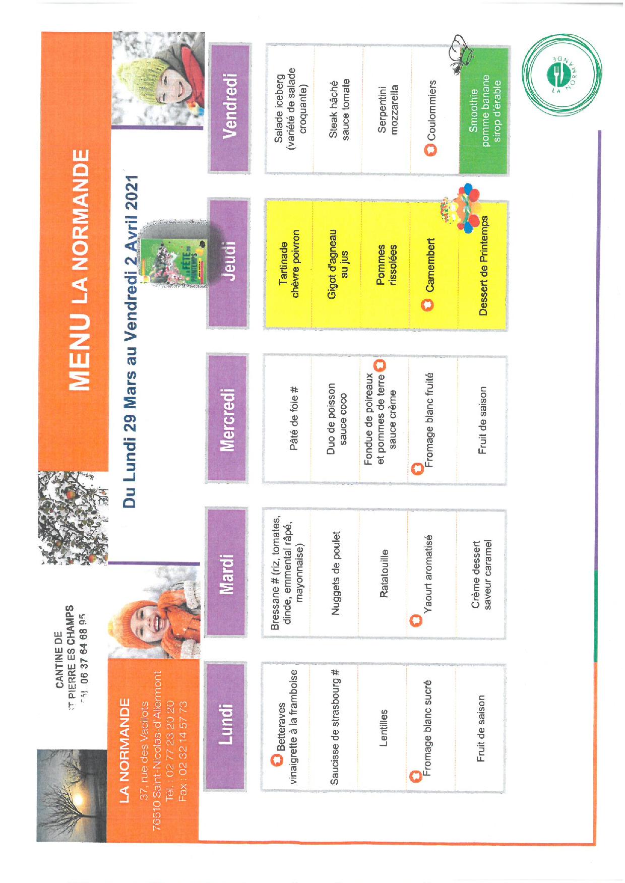 Les menus de la cantine de l'école. Site officiel de la Mairie de Saint ...